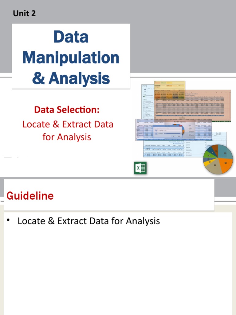 Data Manipulation & Analysis | PDF | Worksheet | Microsoft Excel