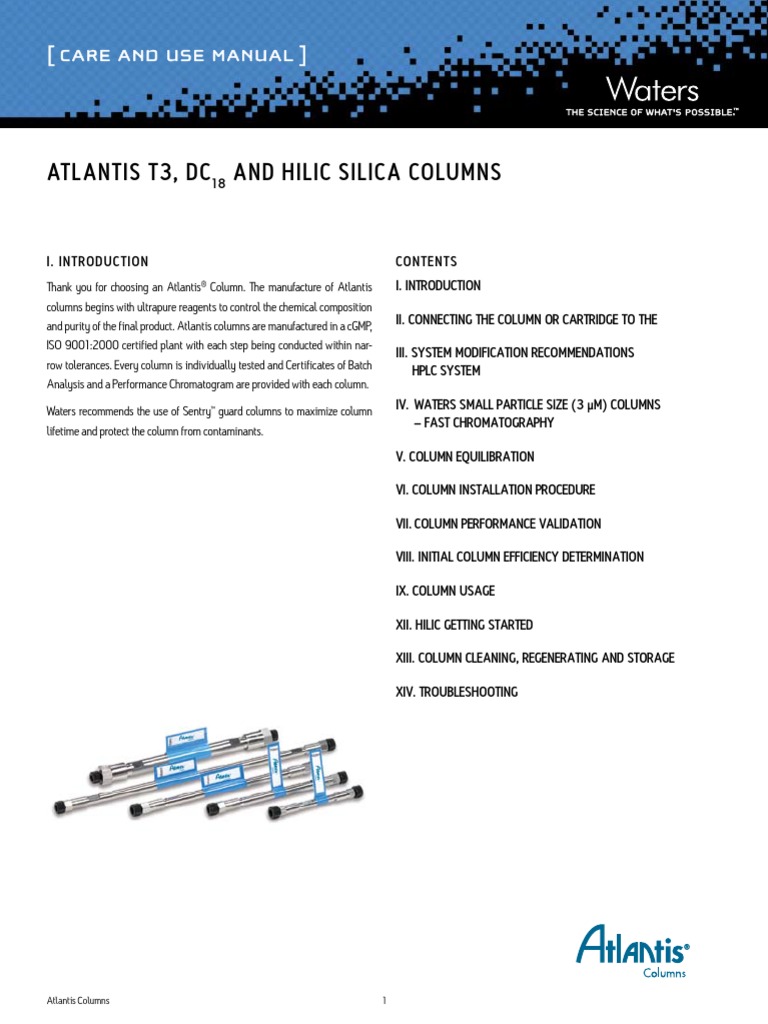 Care and Use Instructions Atlantis T3, dC18, and Hilic Silica Columns ...
