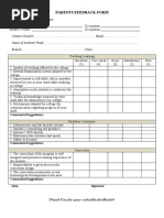 School Feedback Form For Parents Sample PDF | PDF