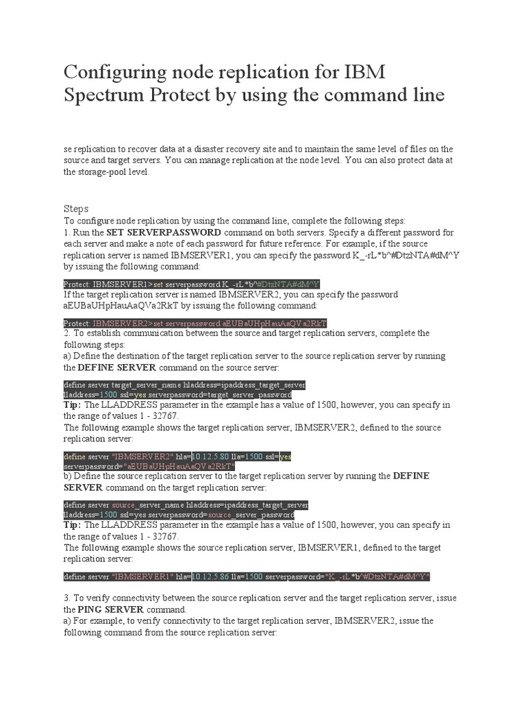 Configuring Node Replication For IBM Spectrum Protect by Using The Command Line | PDF ...