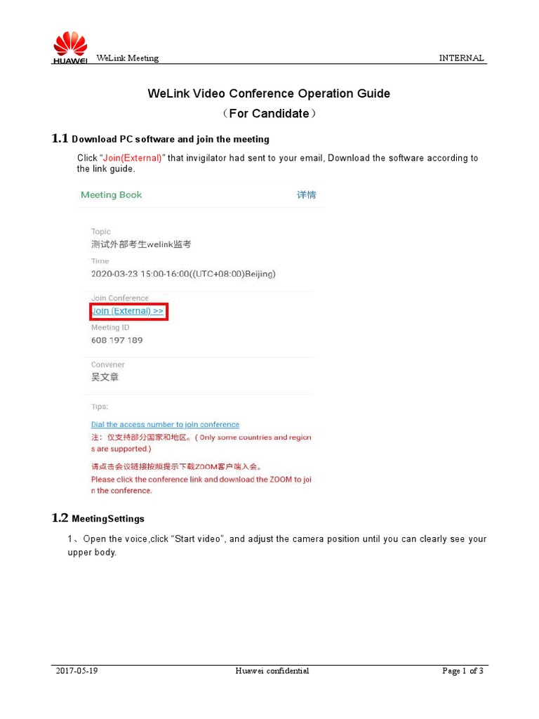 Annex06 WeLink Video Conference Operation Guide For Candidate) | PDF