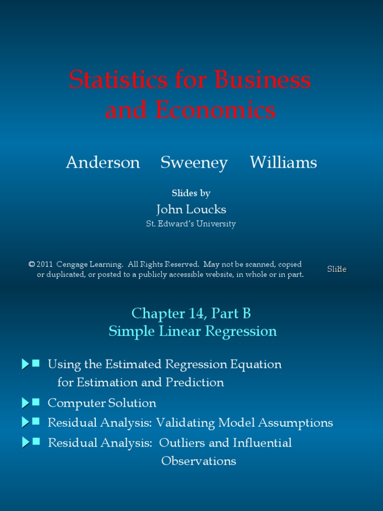 Statistics For Business and Economics: Anderson Sweeney Williams | PDF | Errors And Residuals ...