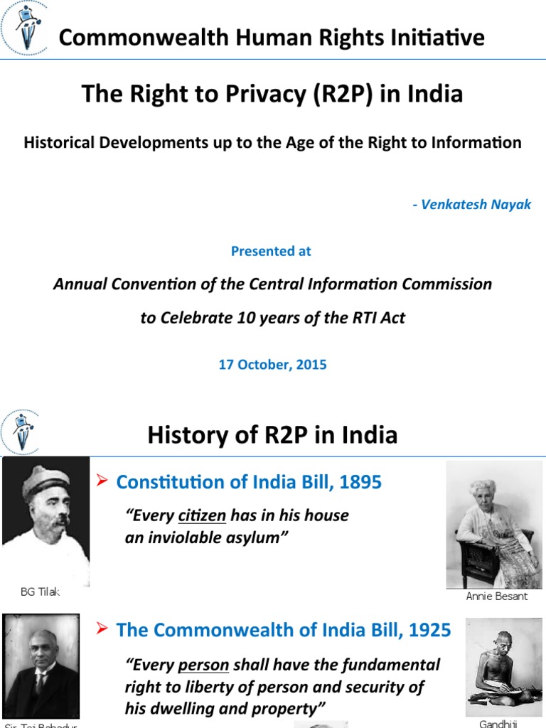 The Right To Privacy (R2P) in India: Commonwealth Human Rights ...