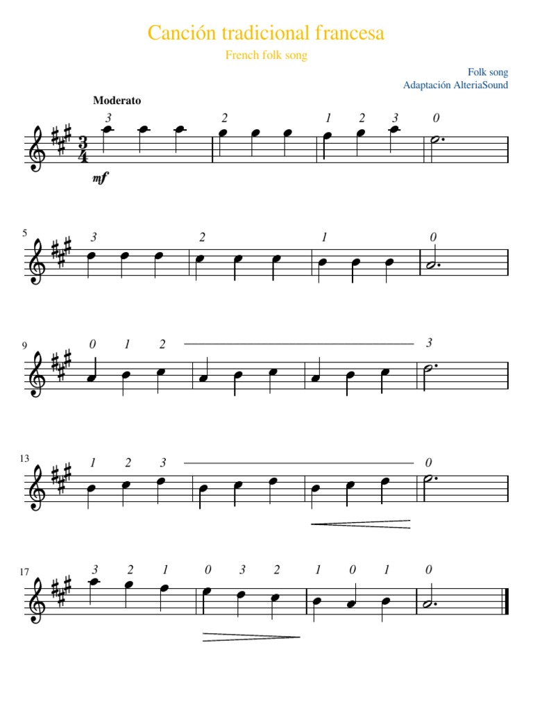French Folk Song Sheet Music Guide | PDF