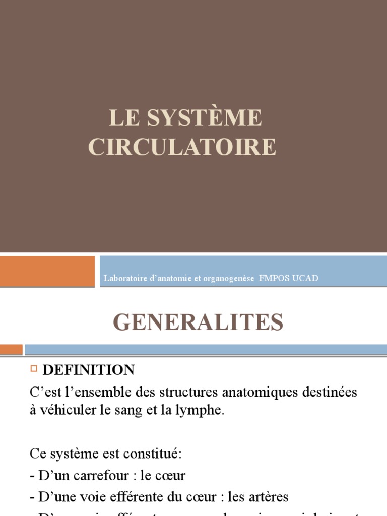 Le Système Circulatoire | PDF | Système lymphatique | Cœur