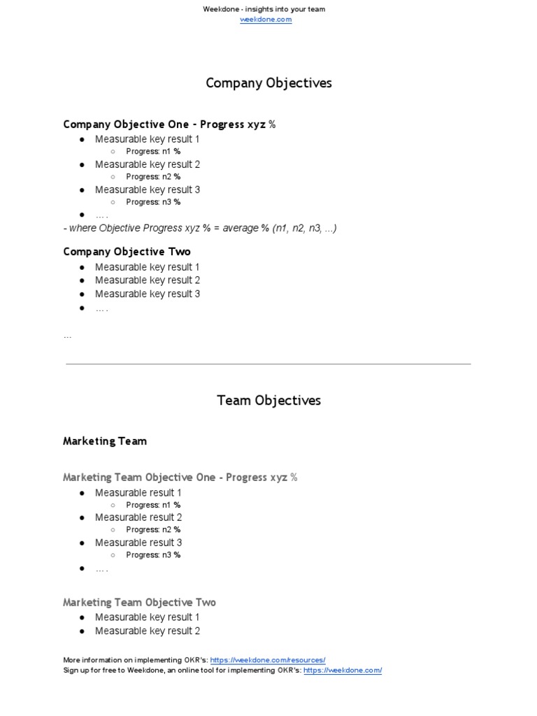 Company and Team Objectives Overview | PDF | Business