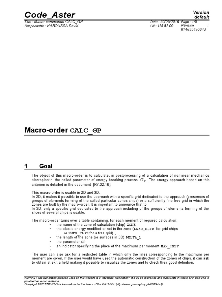 Code - Aster: Macro-Order CALC - GP | PDF | Elasticity (Physics) | Physics