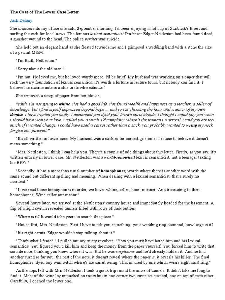 The Case of The Lower Case Letter | PDF | Languages