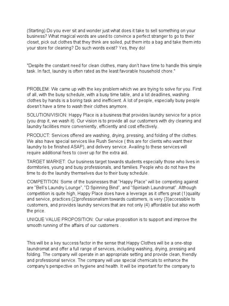 Pitching Script | PDF | Laundry | Marketing