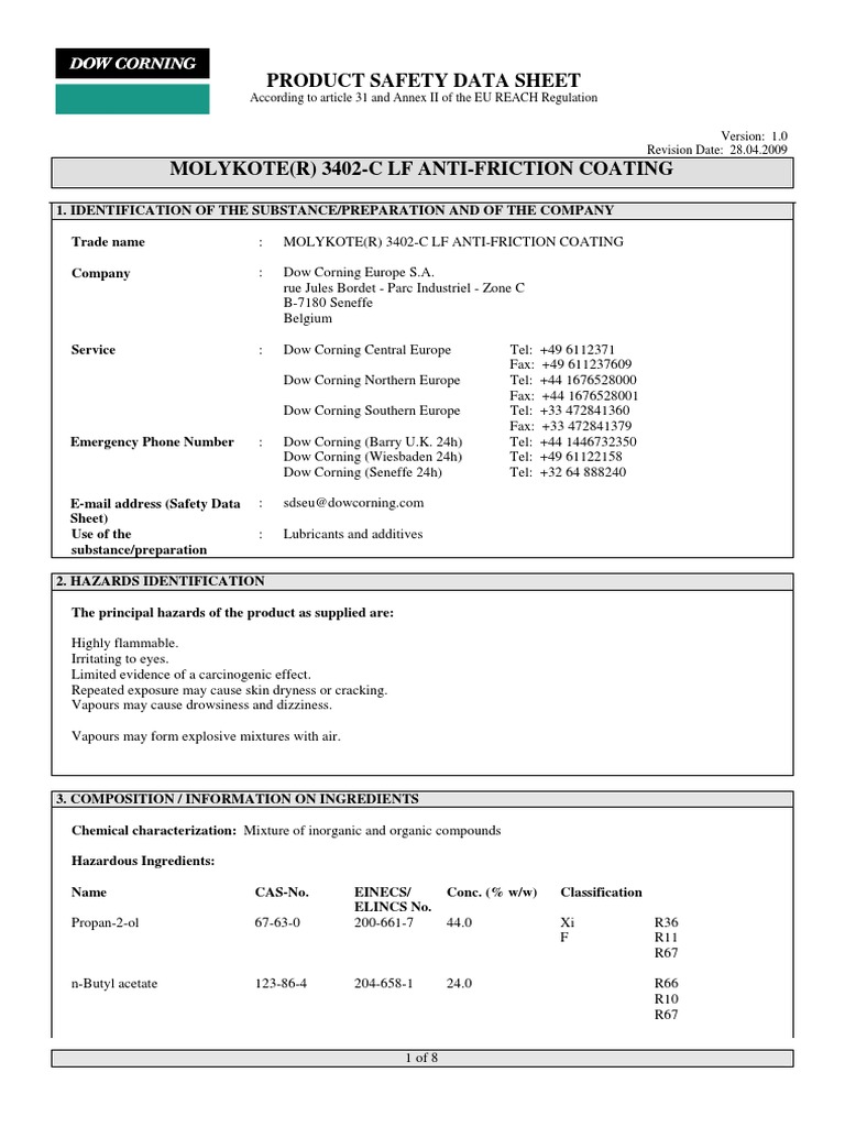 Product Safety Data Sheet: According To Article 31 and Annex II of The ...