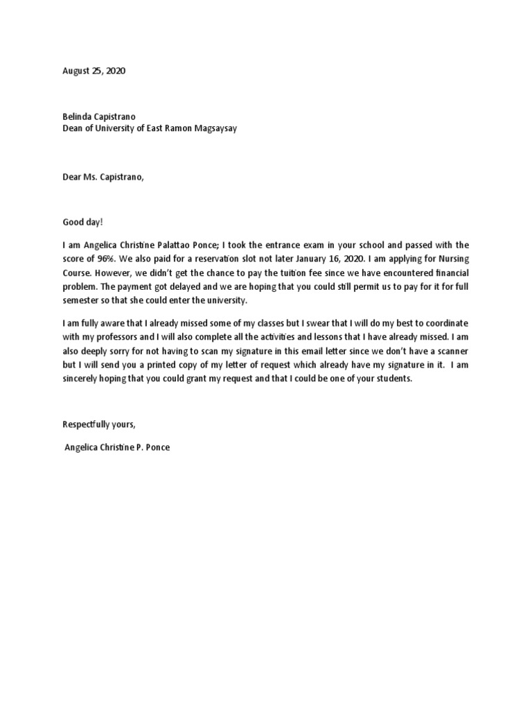 Revise Letter For Late Enrollment
