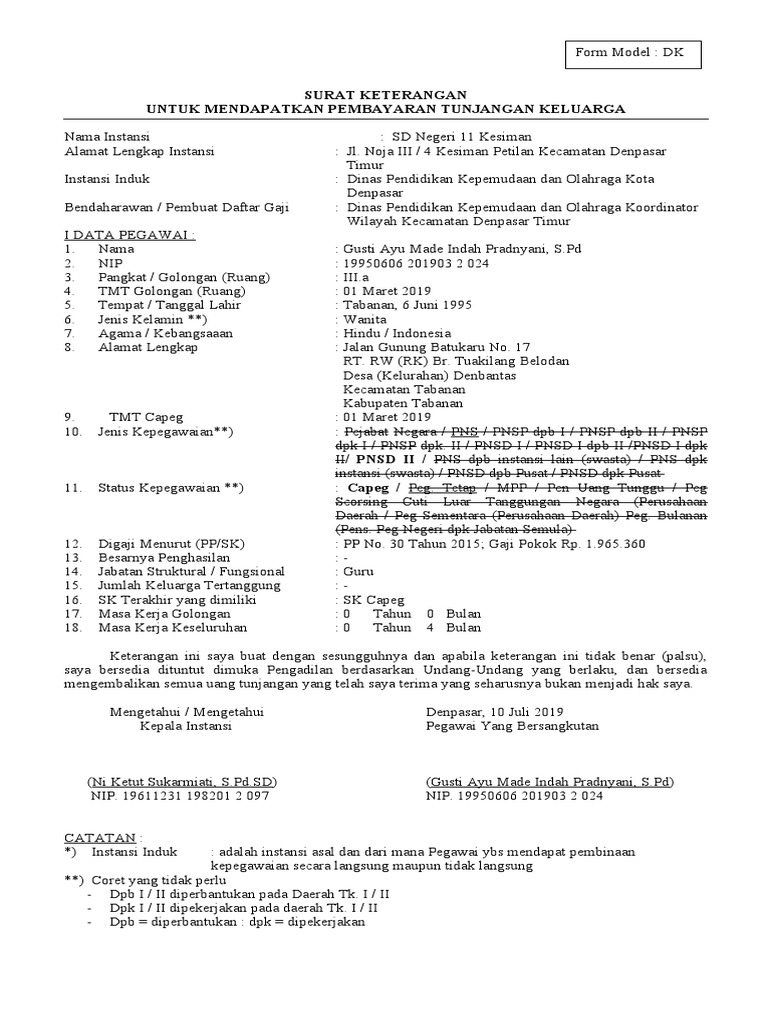 Formulir Model C | PDF