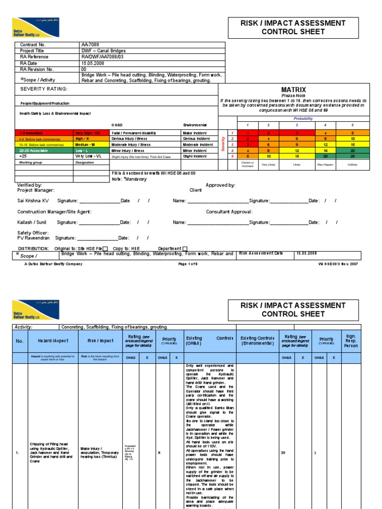 01 WI HSE 001 - Risk Assessment Bridges | PDF | Oil Spill | Deep Foundation