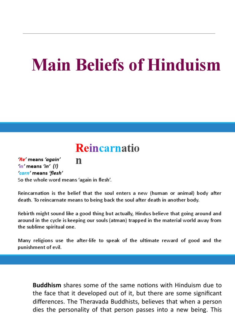 Main Beliefs of Hinduism | PDF | Vedas | Reincarnation