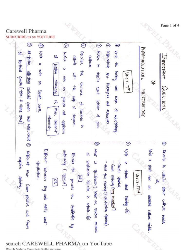 Microbiology Important Questions | PDF