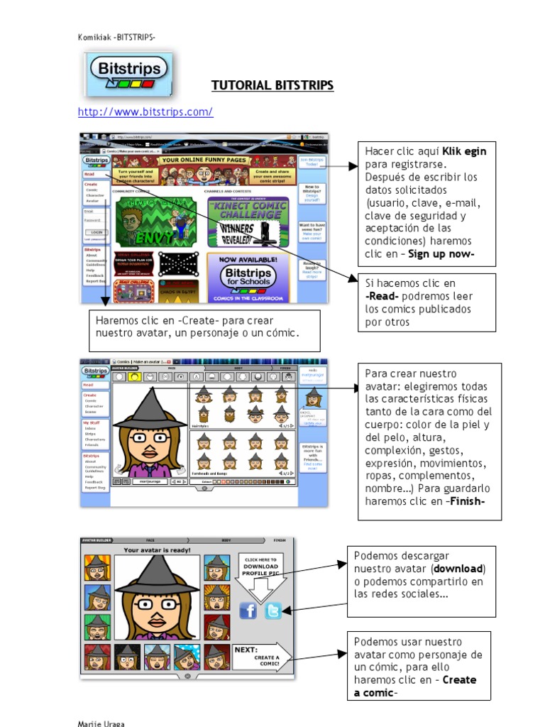 Tutorial Bitstrips Marije Uraga Castellano | PDF | Point and Click | Cómics