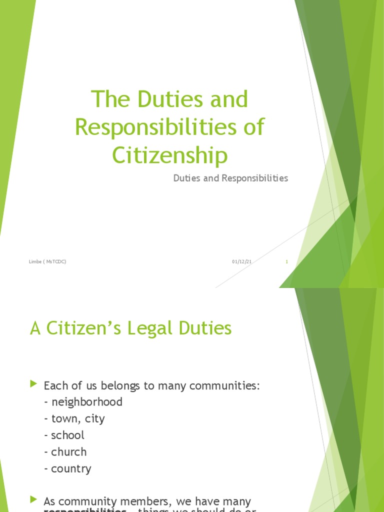 The Duties and Responsibilities of Citizenship | PDF | Citizenship ...