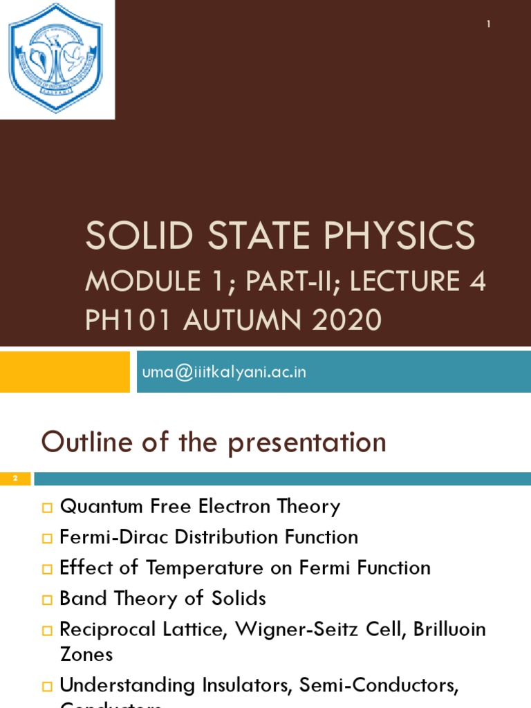 Solid State Physics: Module 1 Part-Ii Lecture 4 PH101 AUTUMN 2020 | PDF | Crystal Structure ...