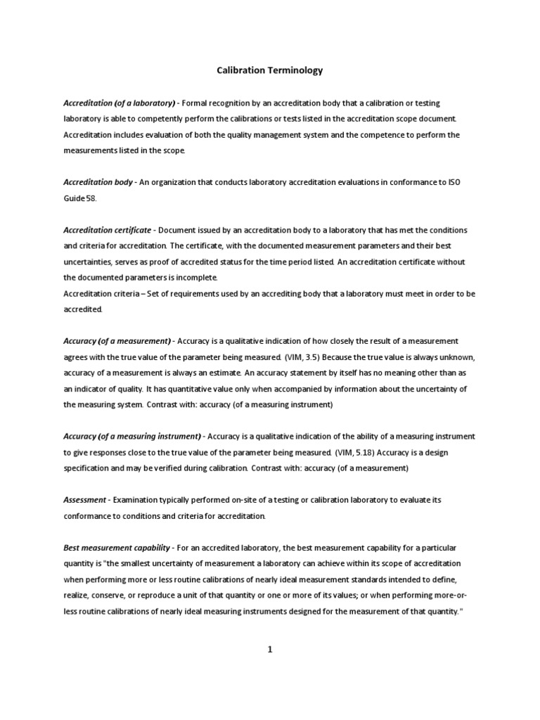 Calibration Terminology | PDF | Calibration | Accuracy And Precision