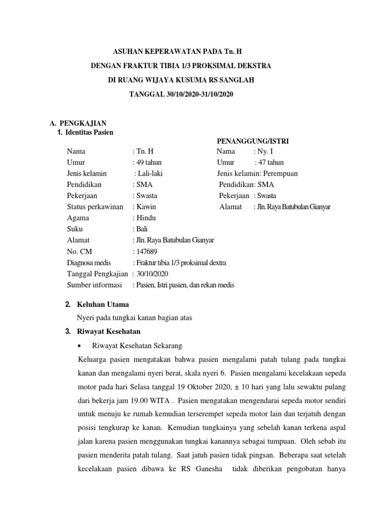 LK - Fraktur Tibia Dextra - Kelompok 2 | PDF | Kesehatan Holistik ...