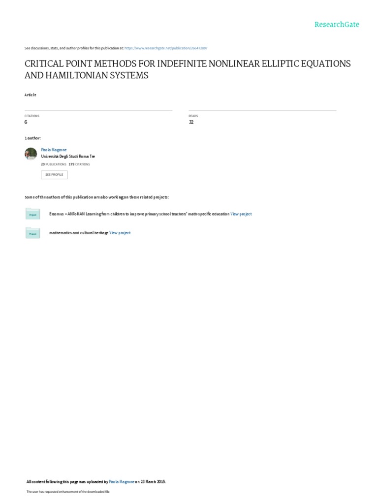 Critical Point Methods For Indefinite Nonlinear El | PDF | Calculus Of ...