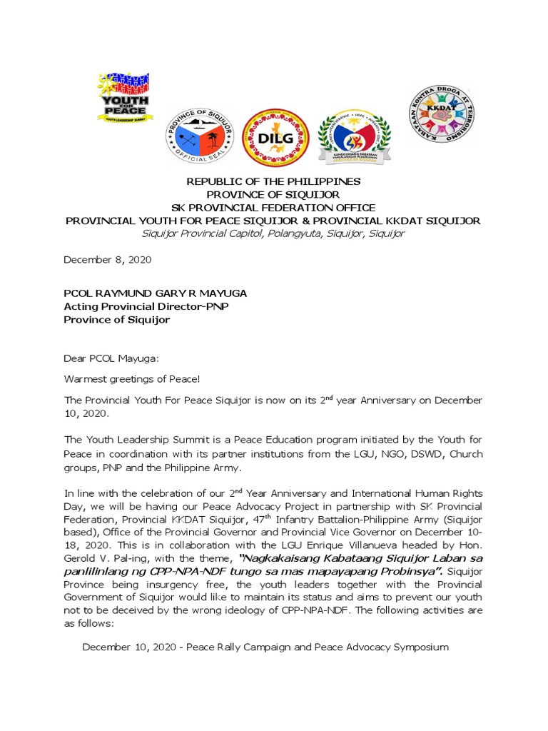 Letter For PNP | PDF | International Relations | Government