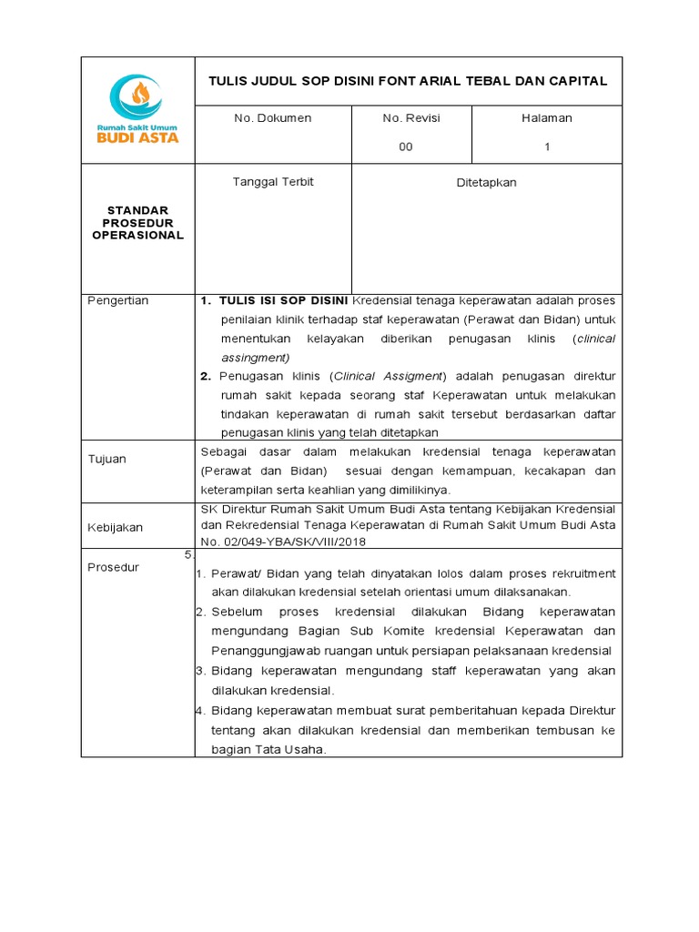 Contoh Penulisan Sop | PDF