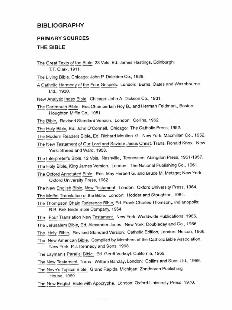 Bibliography: Primary Sources The Bible | PDF | Old Testament | Bible