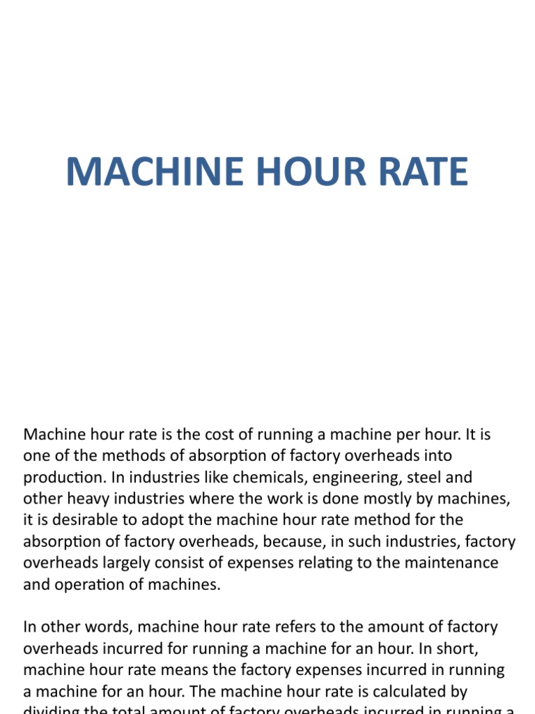 Machine Hour Rate Pdf Depreciation Business