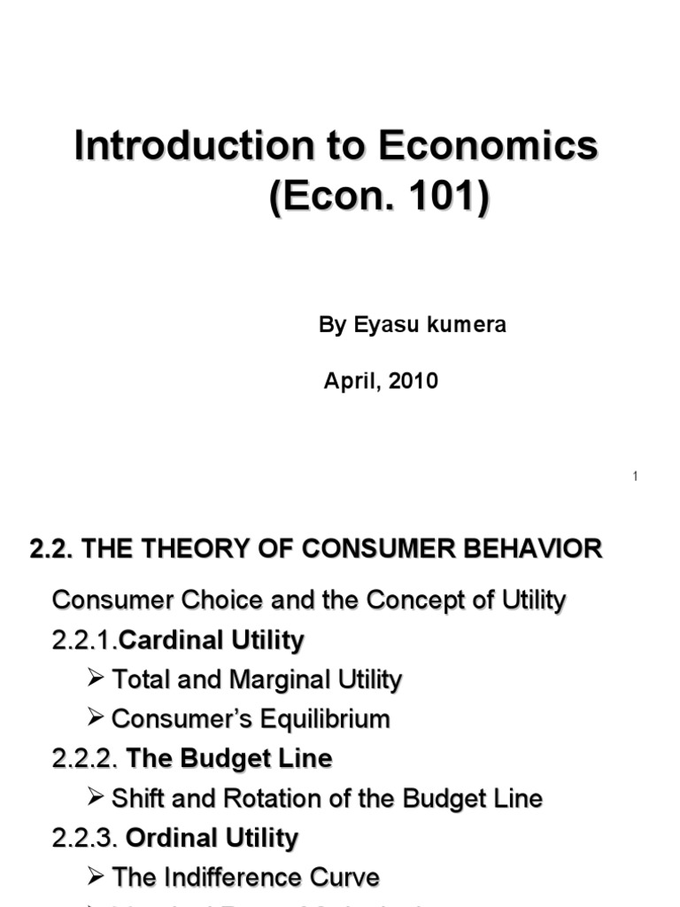Introduction To Economics (Econ. 101) | PDF | Utility | Microeconomics
