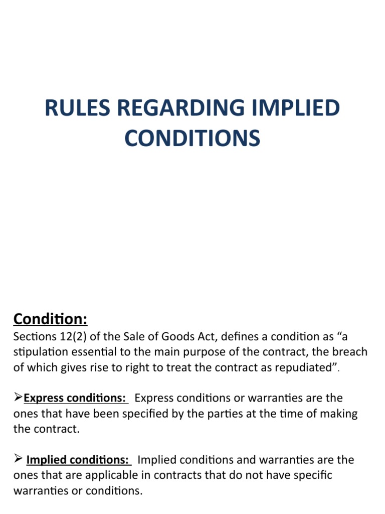 Implied Conditions in Sales Contracts | PDF | Business | Private Law
