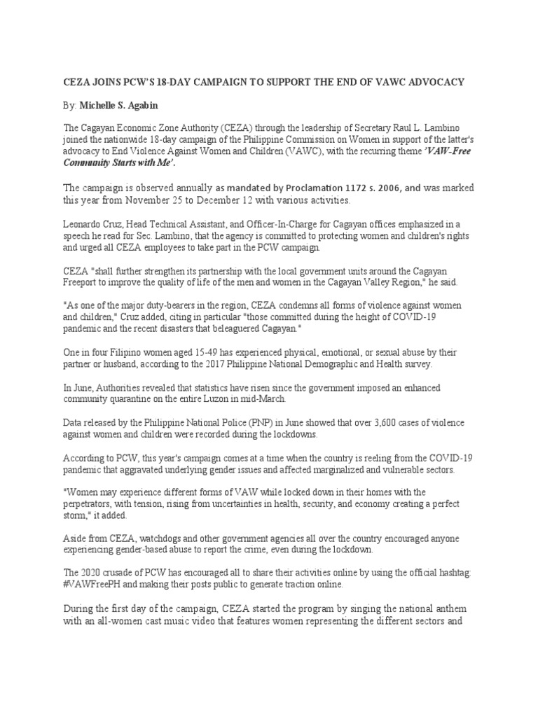 Article On VAWC | PDF | Philippines | Violence Against Women