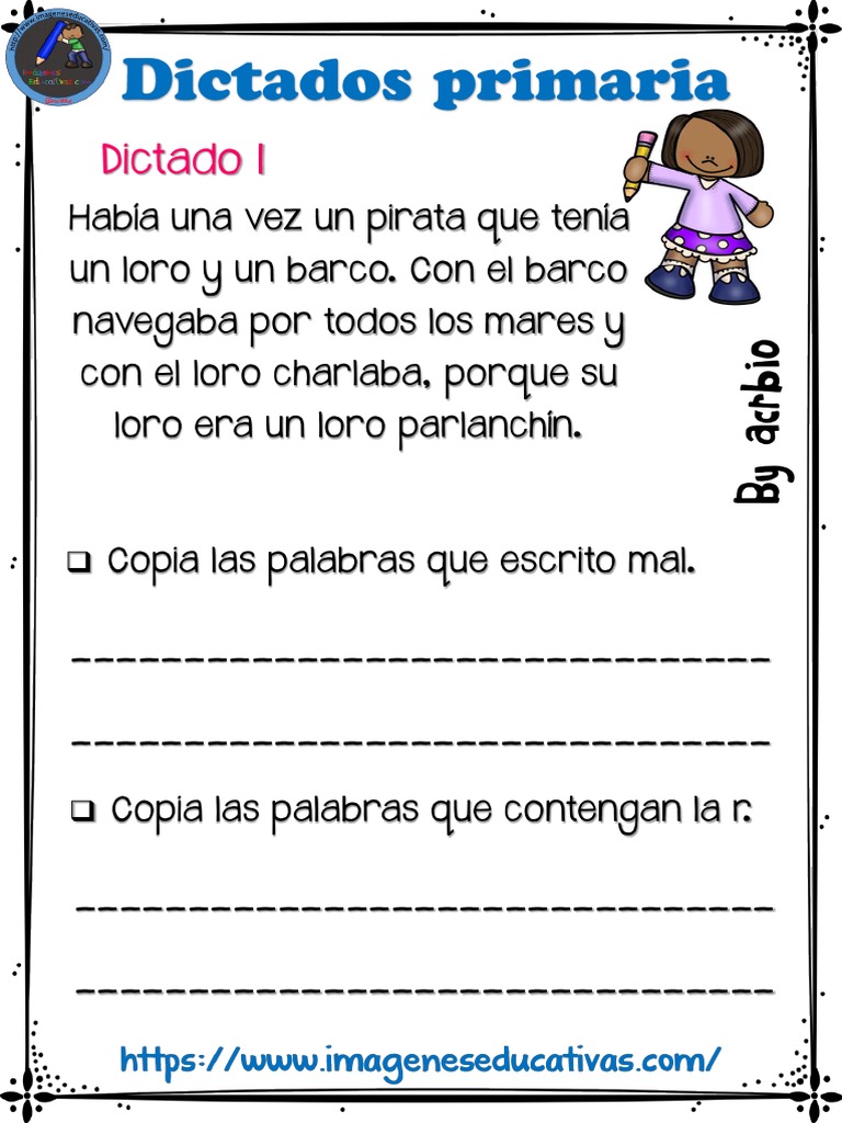 20 Dictados Para Primaria 1º 2º Y 3º Ciclo 1 10 Pdf Pdf