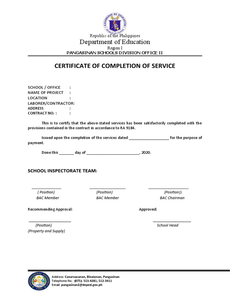 Certificate of Completion of Service | PDF