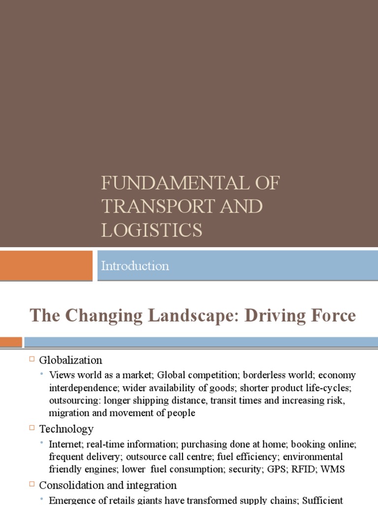 L1 Fundamental of Transport and Logistics | PDF | Logistics | Supply ...