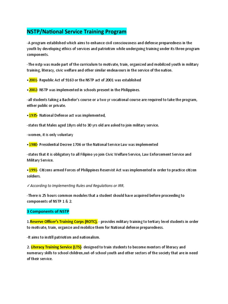 NSTP/National Service Training Program | PDF