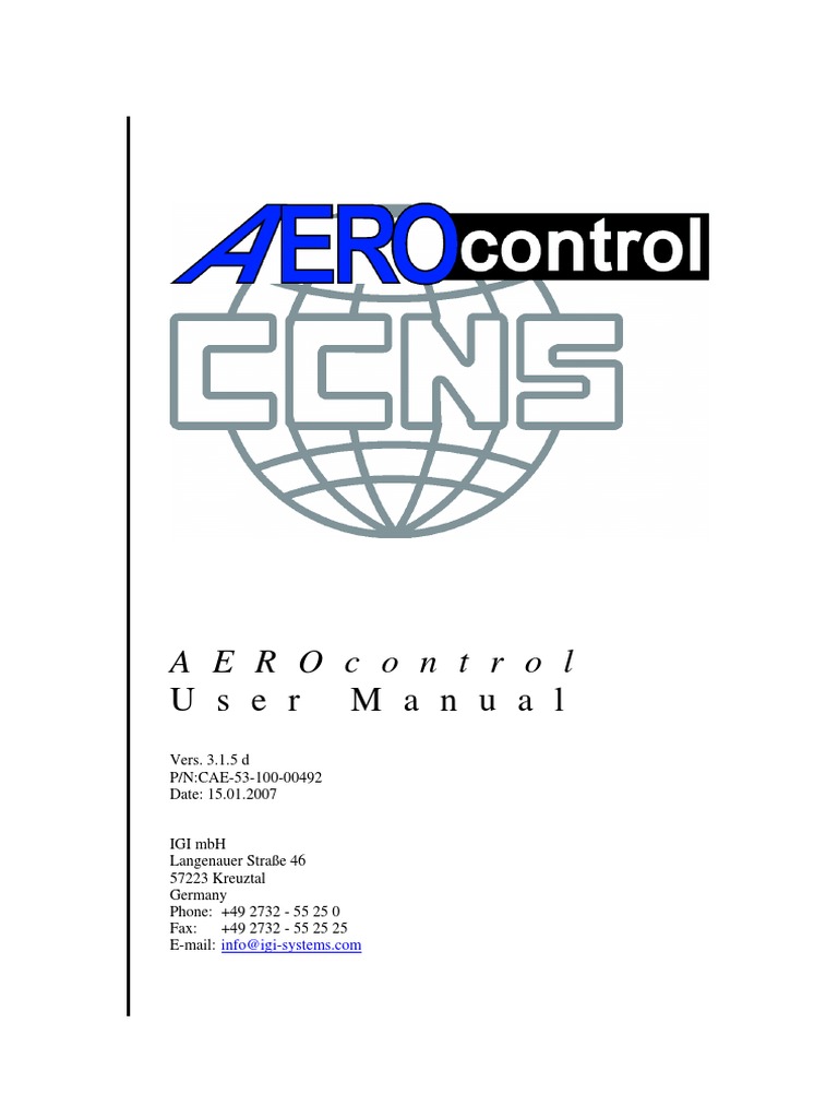 AEROcontrol Manual v3.1.5d PDF | PDF | Global Positioning System ...