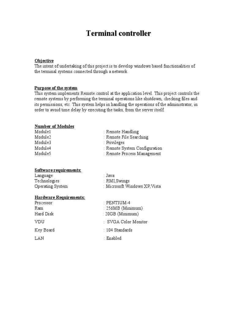 Terminal Controller: Objective | PDF