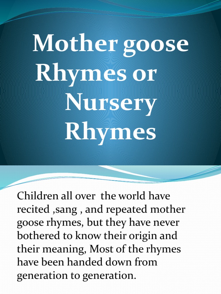 Mother Goose Rhymes or Nursery Rhymes | PDF