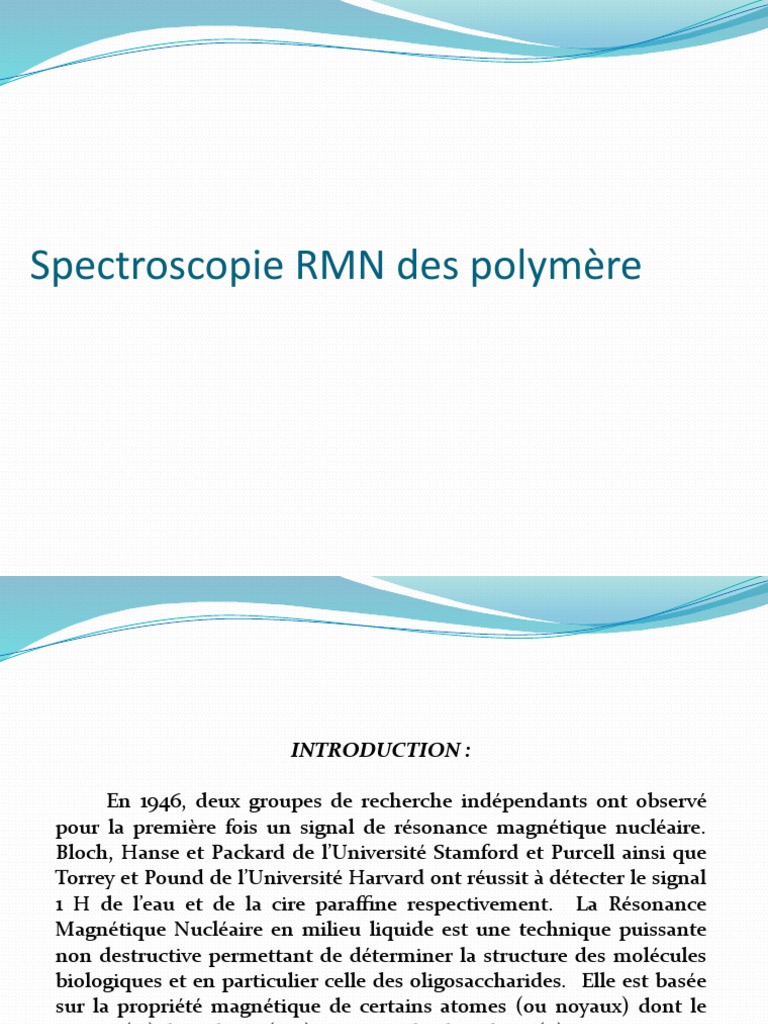 Spectroscopie RMN Des Polymère | PDF | Résonance magnétique nucléaire ...
