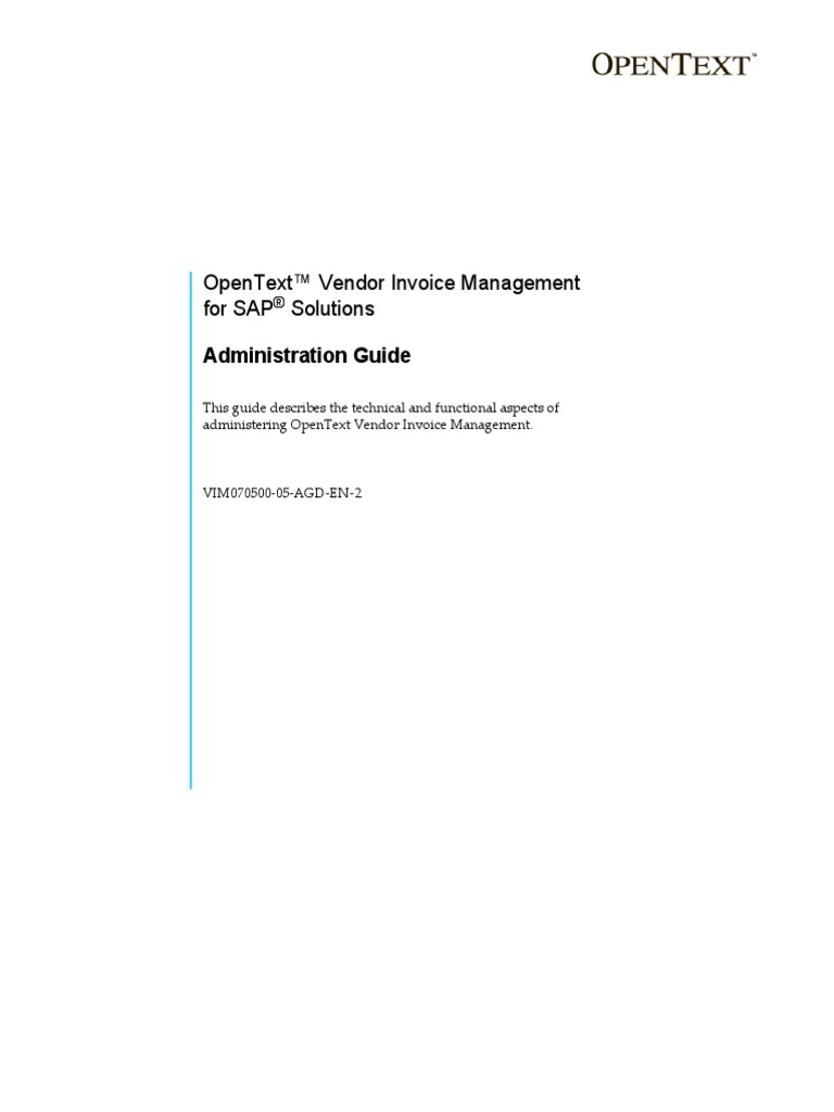 Opentext Vendor Invoice Management For Sap Solutions 75 Sp5 ...