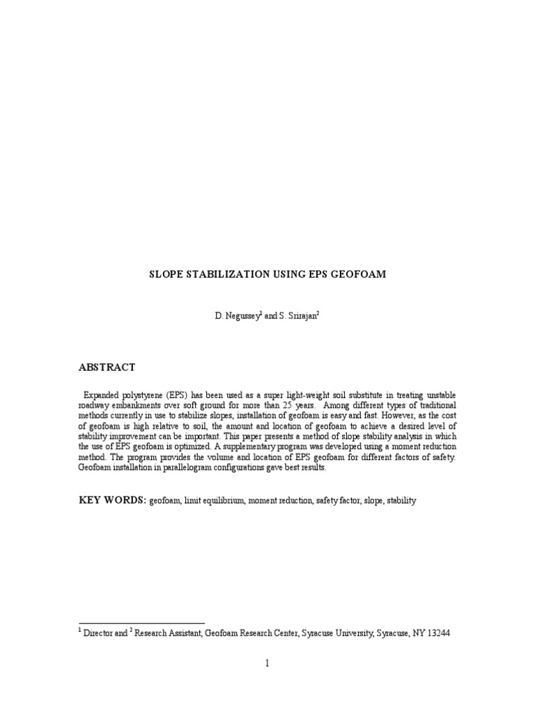 Slope Stabilization With EPS Geofoam PDF | PDF | Civil Engineering ...