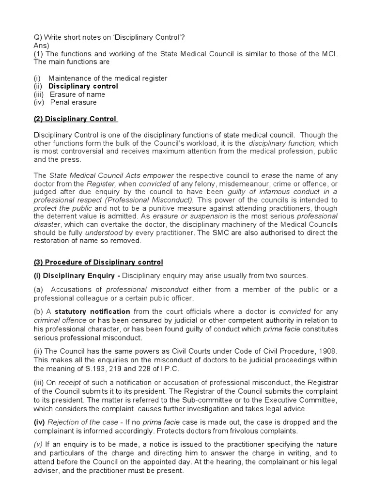 Disciplinary Control: (I) Disciplinary Enquiry - Disciplinary Enquiry ...