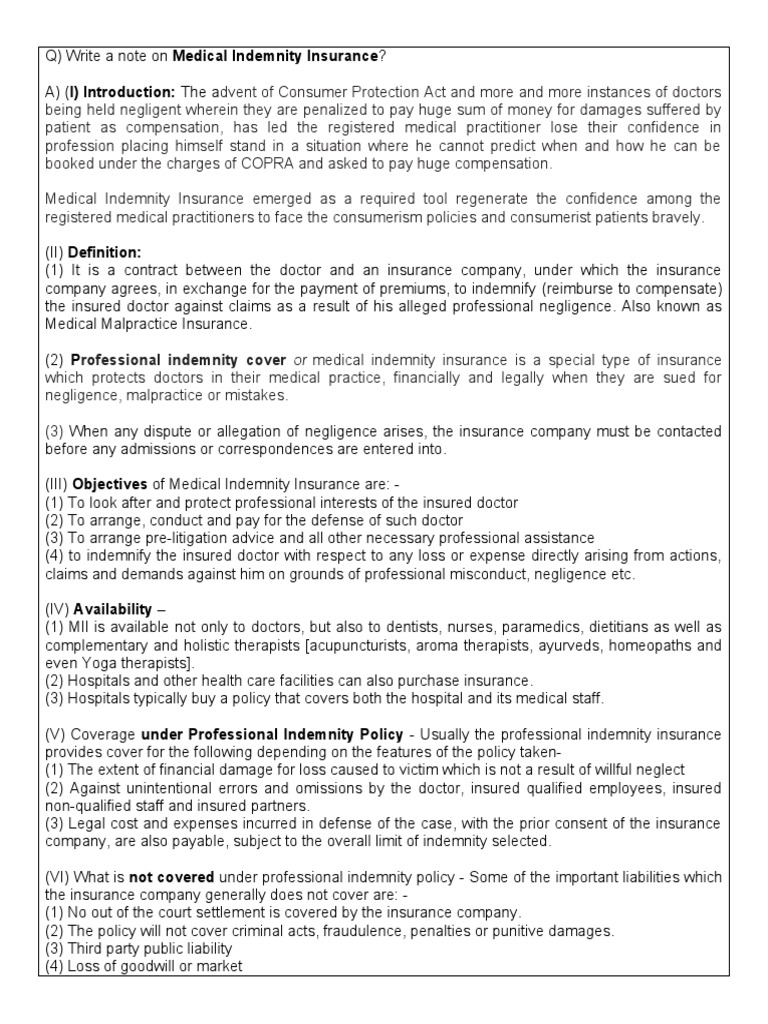 Medical Indemnity Insurance | PDF | Professional Liability Insurance ...