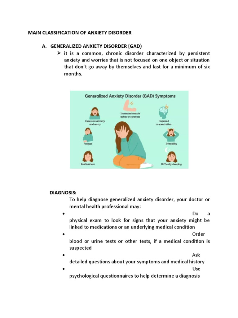 Main Classification of Anxiety Disorder | PDF | Obsessive–Compulsive ...