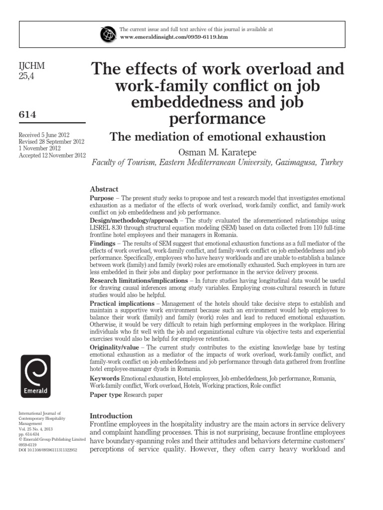 The Effects of Work Overload and Work-Family Conflict On Job ...