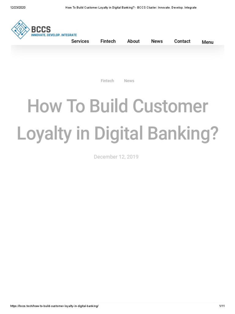 How To Build Customer Loyalty in Digital Banking - BCCS Cluster - Innovate. Develop. Integrate ...