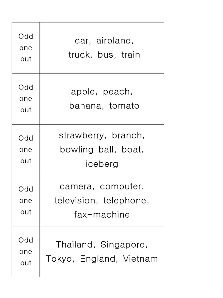 Odd One Out PDF | PDF