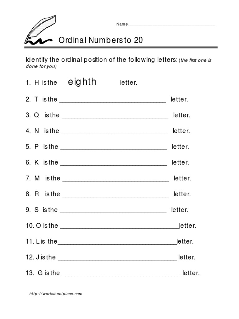 Eighth: Ordinal Numbers To 20 | PDF