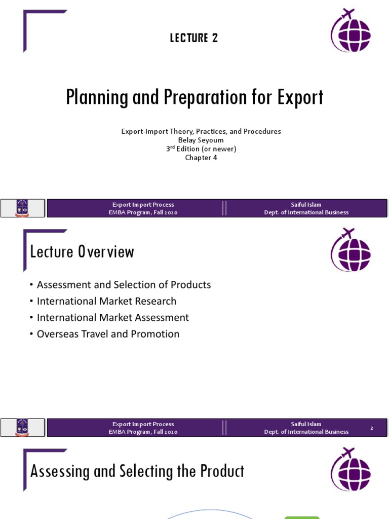 Planning and Preparation For Export: Export-Import Theory, Practices, and Procedures Belay ...